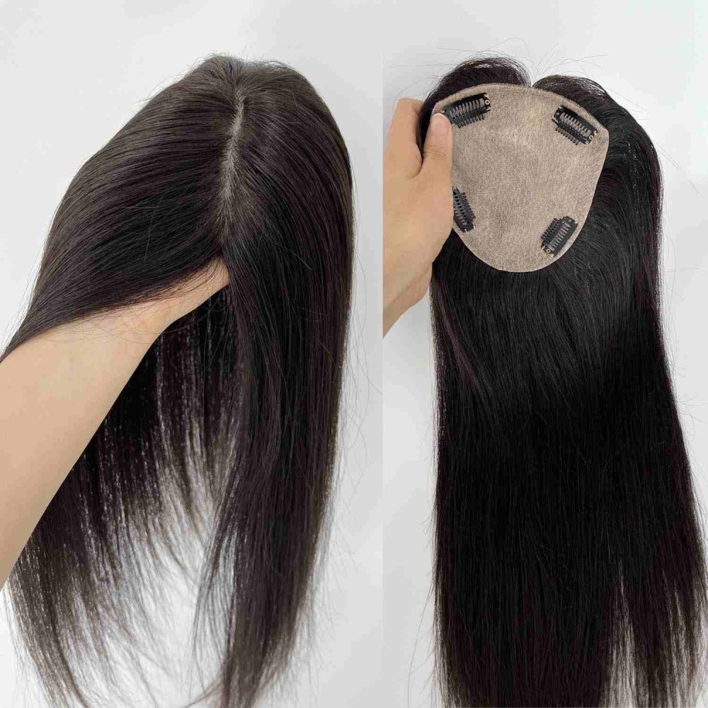 100% Remy-Echthaar-Topper, Volle Seidenbasis, Glattes Haar Für Dünner ...