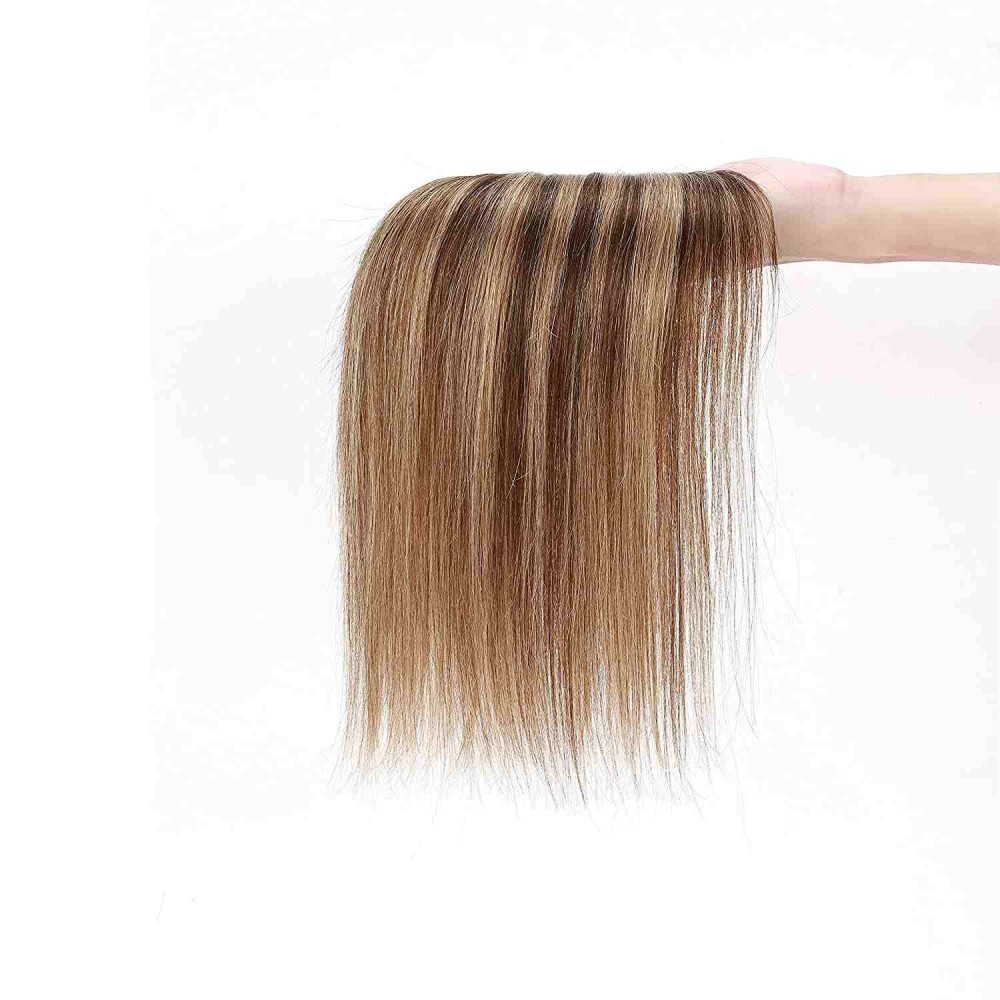 100% Echthaar-Clip-In-On-Haar-Topper Mit Pony| D4 JJD014